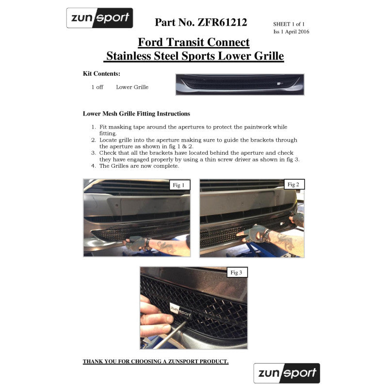 Ford Transit Connect - Lower Grille - Zunsport – VUDU Performance