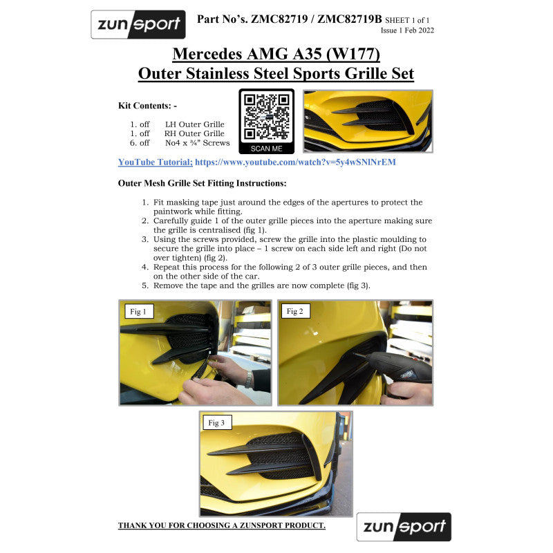 Mercedes Amg A35 (W177) - Outer Grille Set - Zunsport – VUDU Performance